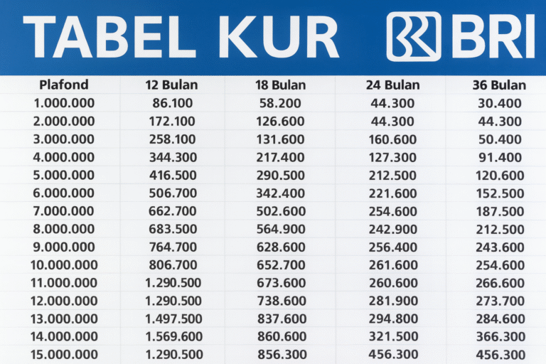 Tabel Angsuran KUR BRI 2025: Pinjaman Rp1 Juta hingga Rp500 Juta ...